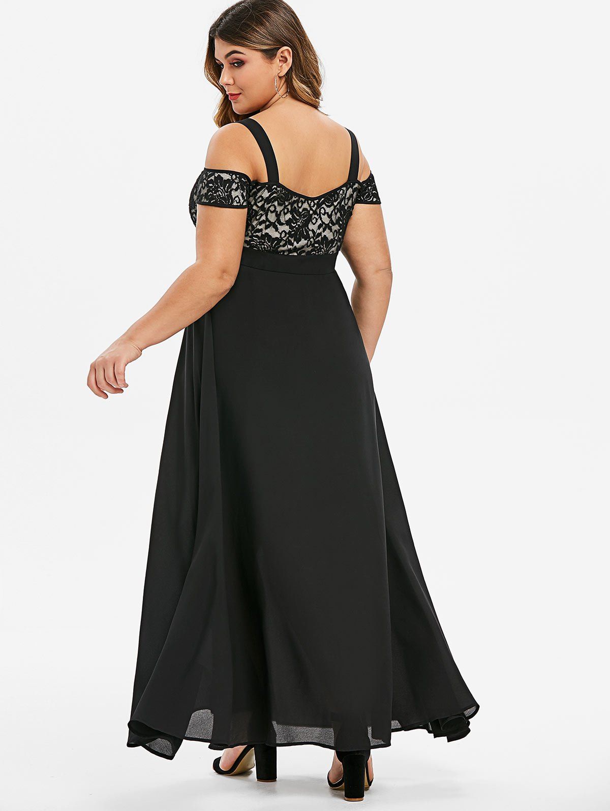 Off Plus Size Cold Shoulder Floral Lace Maxi Party Dress In