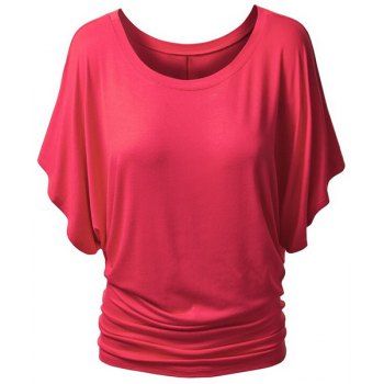 [17% OFF] 2025 Sweet Women's Scoop Neck Candy Color Half Sleeve T-Shirt ...