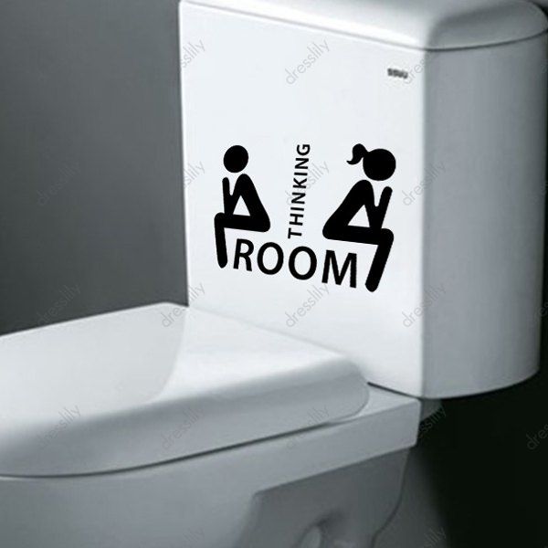 2018 Stylish Thinking Room Pattern Toilet Sticker For Bathroom Restroom ...