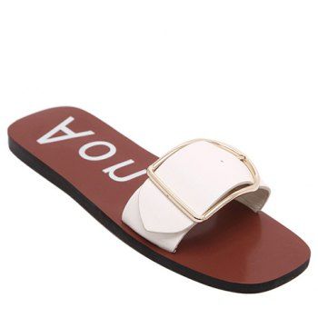 [17% OFF] 2025 Concise Solid Color And Buckle Design Women's Slippers ...