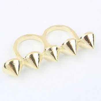 [17% OFF] 2025 Pointed Cone Double Fingers Ring In GOLDEN | DressLily