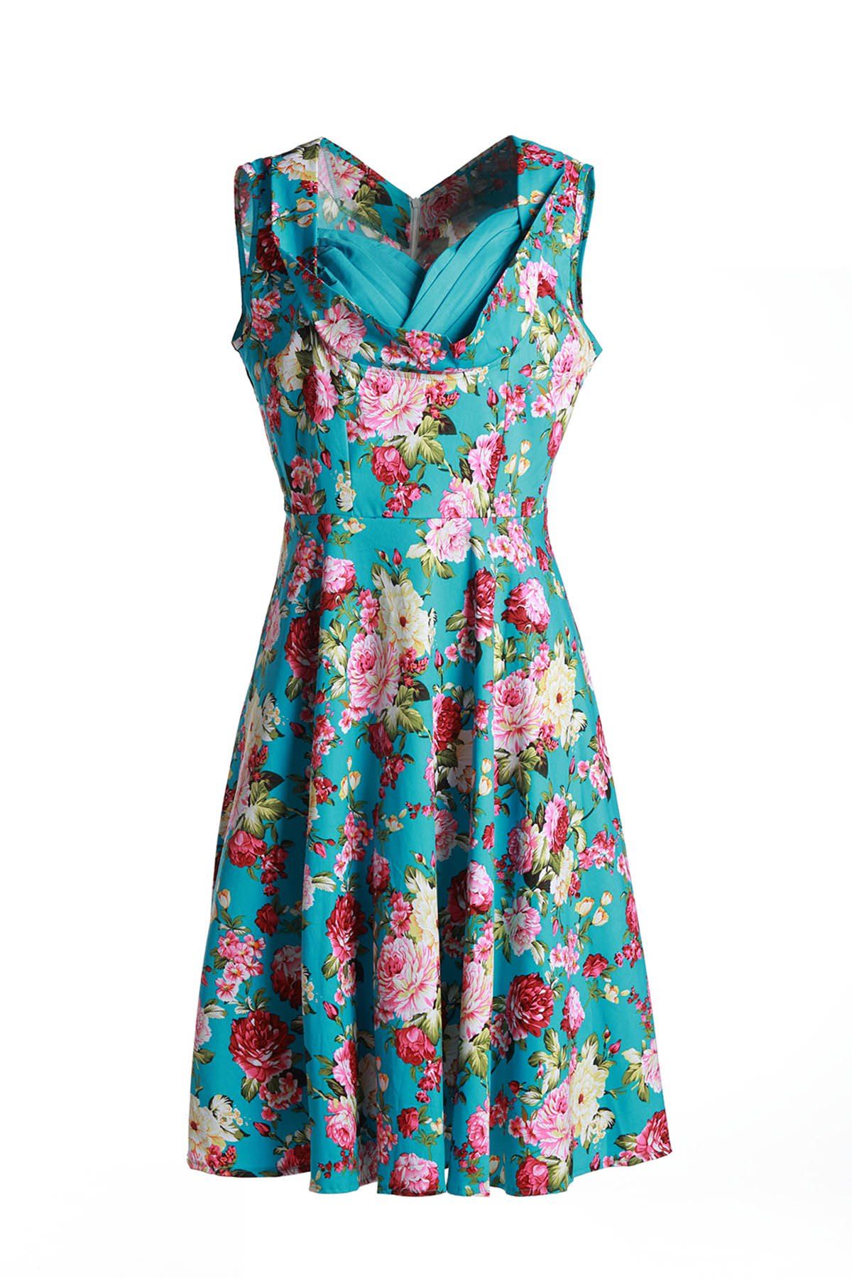 [41% OFF] 2021 Stylish Sleeveless Sweetheart Neck Flower Pattern Women ...