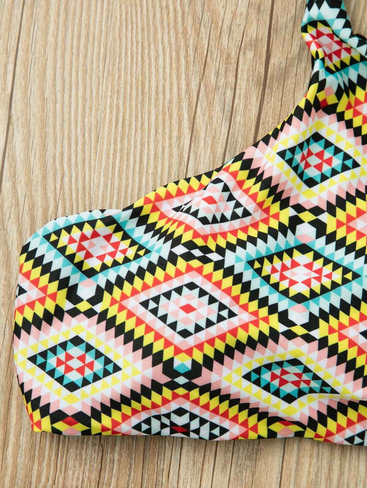 2018 Sexy Halter Sleeveless Colored Geometric Pattern Womens Bikini