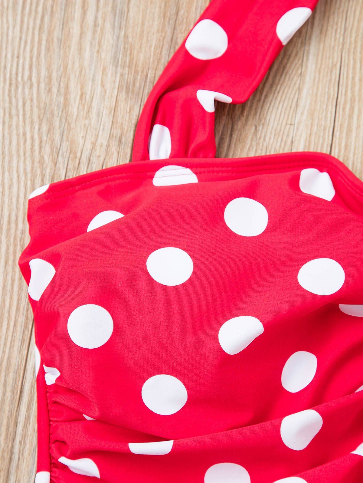 2018 Fashionable Polka Dot Printed Halter One Piece Swimwear For Women