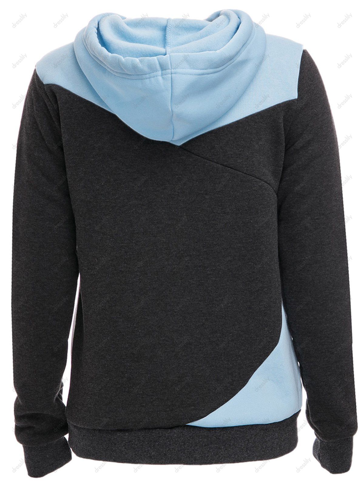 [33 Off] 2021 Chic Hooded Long Sleeve Pocket Design Color Block Women