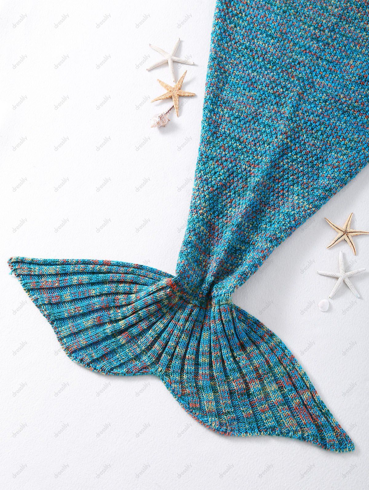 [75% OFF] 2021 Stylish Crocheted Knitted Fish Scale Tail Shape Blankets ...