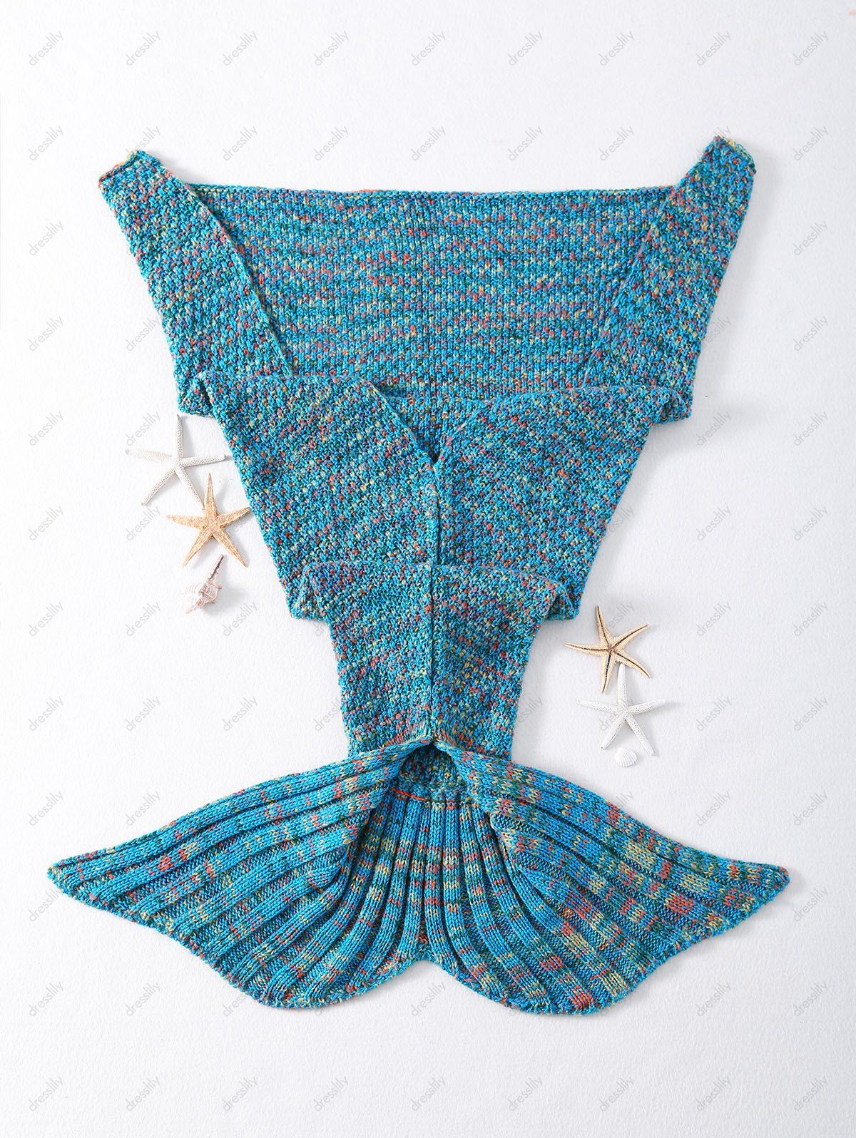 [75% OFF] 2021 Stylish Crocheted Knitted Fish Scale Tail Shape Blankets ...