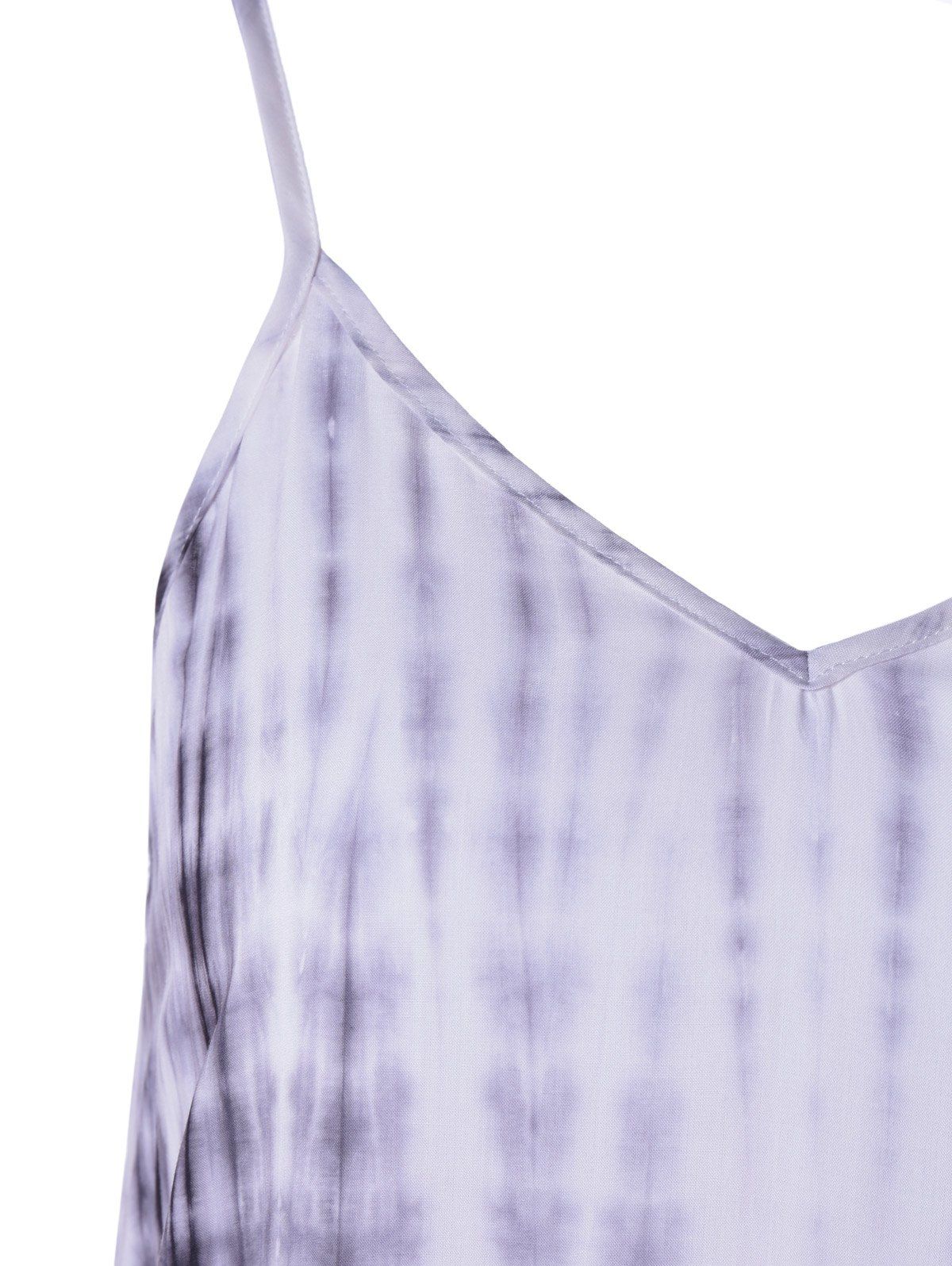 2018 Fashionable Tie Dye Low Cut Spaghetti Strap Dress For Woman White