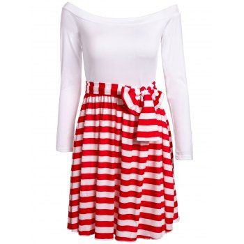 [17% OFF] 2025 Sexy Slash Collar 1/2 Sleeve Striped Spliced Women's ...