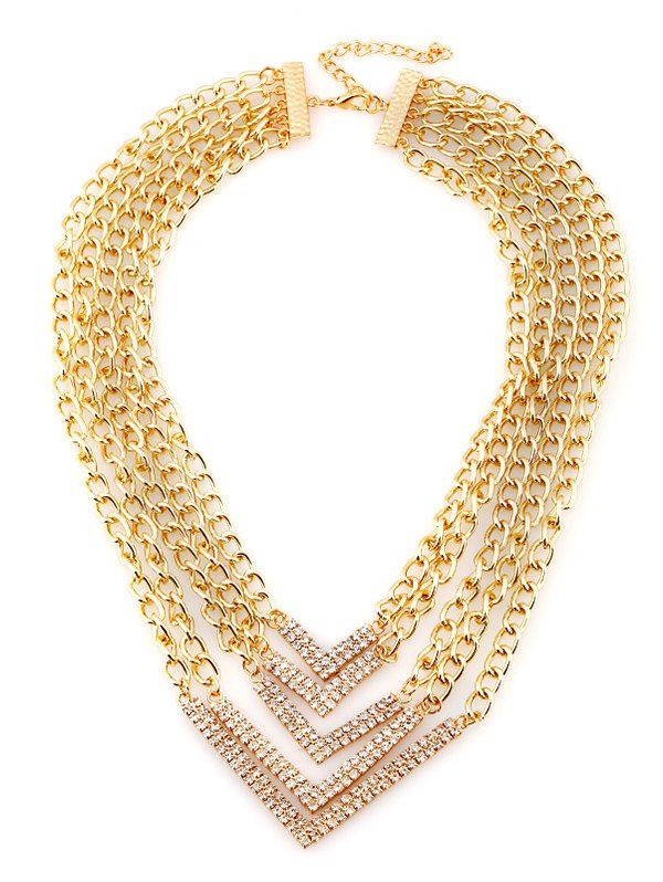[17% OFF] 2020 Alloy Rhinestone V-Shaped Chains Layered Necklace In ...