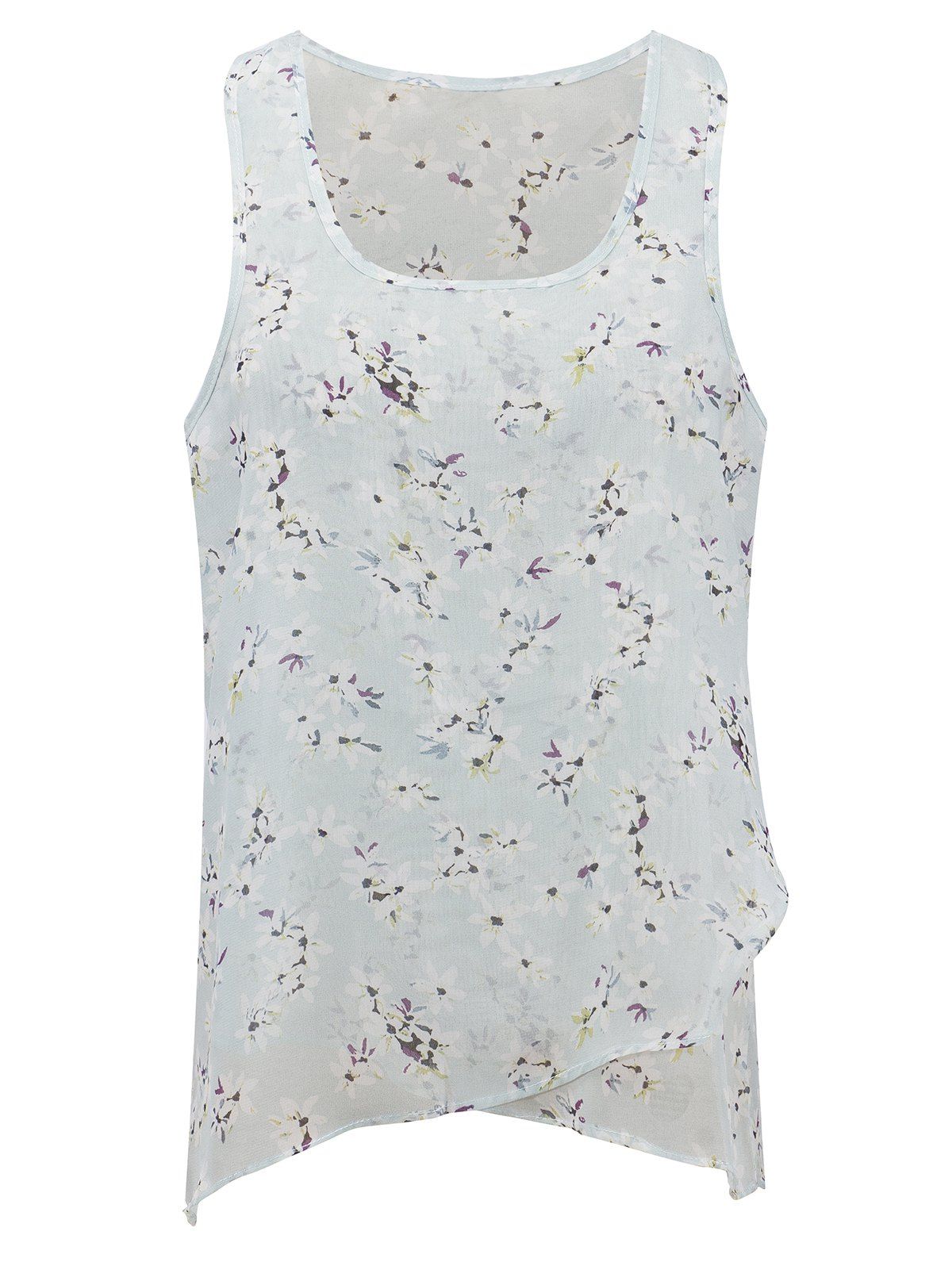 [17% OFF] 2021 Preppy Style Tiny Floral Asymmetric Chiffon Tank Top In ...