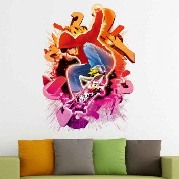 [41% OFF] 2025 3D Skater Boy Design Wall Stickers In RED | DressLily