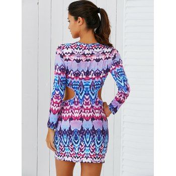 2017 Long Sleeve Cut Out Club Dress BLUE M In Club Dresses Online Store ...