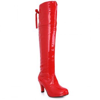 [17% OFF] 2025 Fold Down Patent Leather Thigh High Boots In RED | DressLily