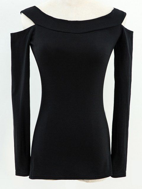 [41% OFF] 2019 Off The Shoulder Cut Out T-Shirt In BLACK | DressLily