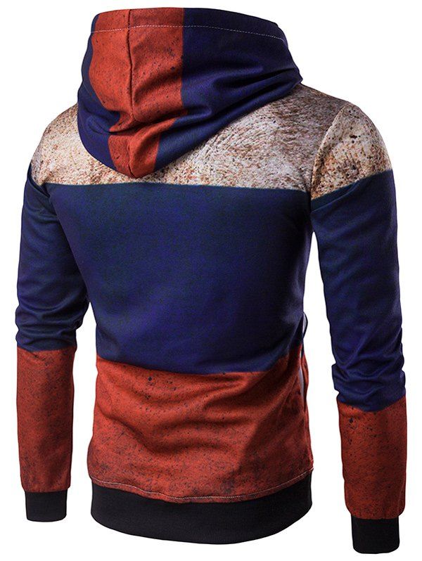 [24% OFF] 2021 Color Block Spliced Rust Print Hoodie In COLORMIX ...