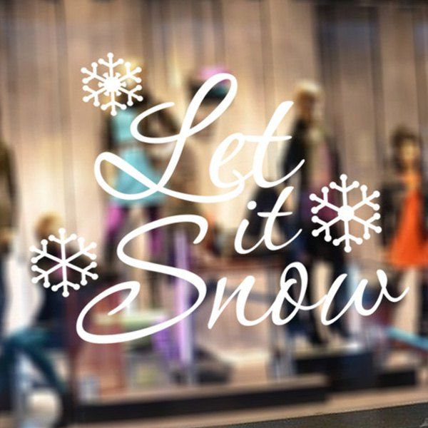 2018 Christmas Let It Snow Glass Window Removable Wall Stickers WHITE ...