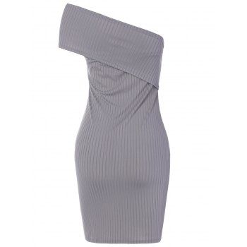 2018 Bodycon One Shoulder Dress GRAY L In Bodycon Dresses Online Store ...