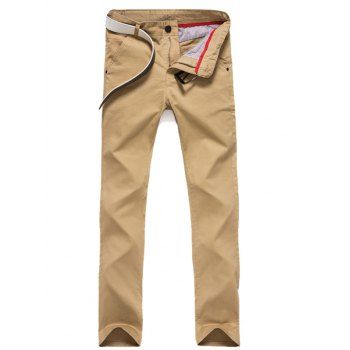 [41% OFF] 2025 Zipper Fly Pocket Straight Pants In KHAKI | DressLily