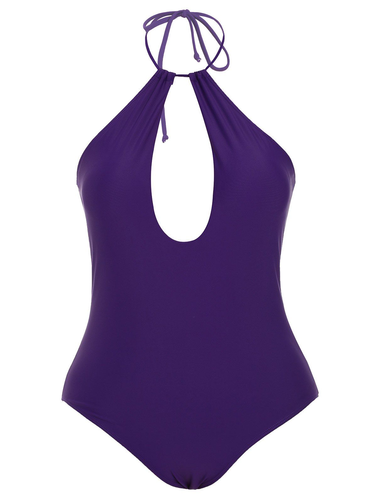 [17% OFF] 2021 Padded High Neck Keyhole Swimwear In PURPLE | DressLily