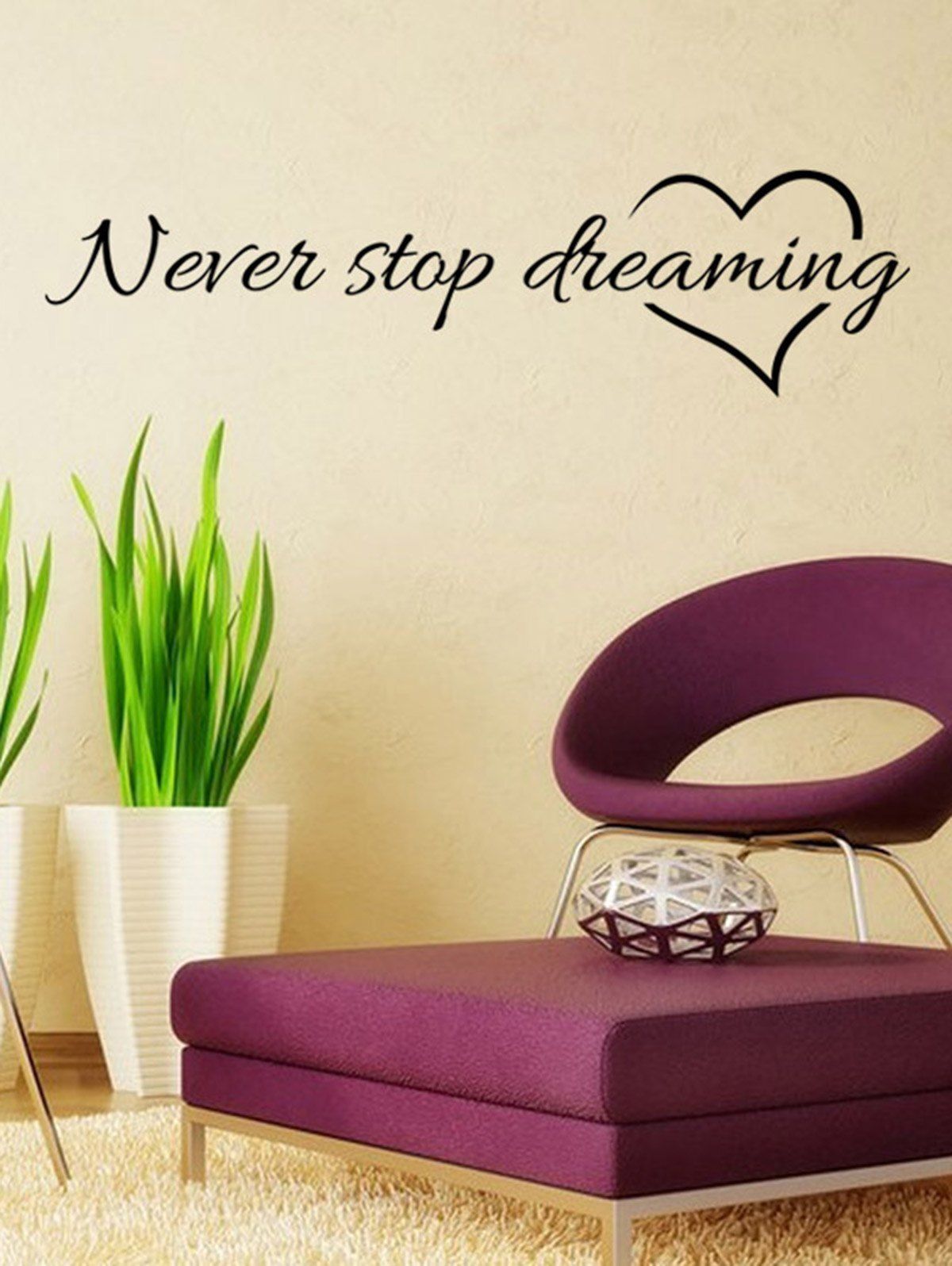 2018 Never Stop Dreaming Quote Wall Stickers Black Cm In Wall Stickers