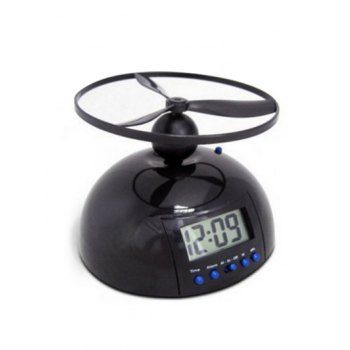 [32% OFF] 2025 Creative Helicopter LED Flying Alarm Clock In BLACK ...