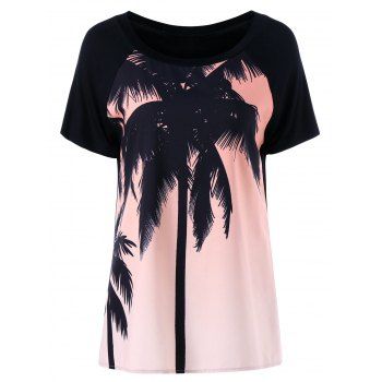 [17% OFF] 2025 Scoop Neck Tropical Palm Tree Printed T-Shirt In LIGHT ...