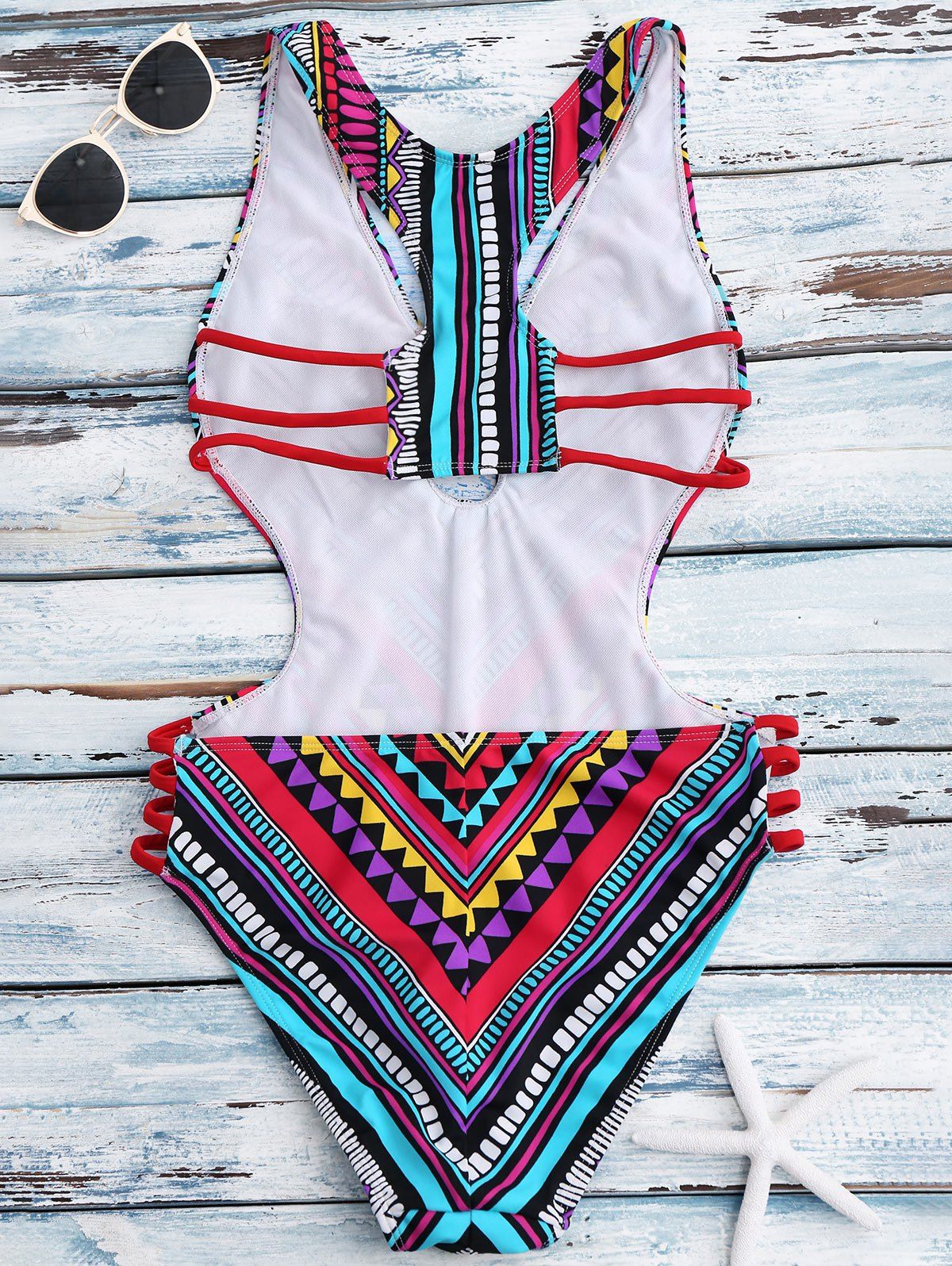 DressLily.com: Photo Gallery - Plunge Printed Racer Back Swimwear