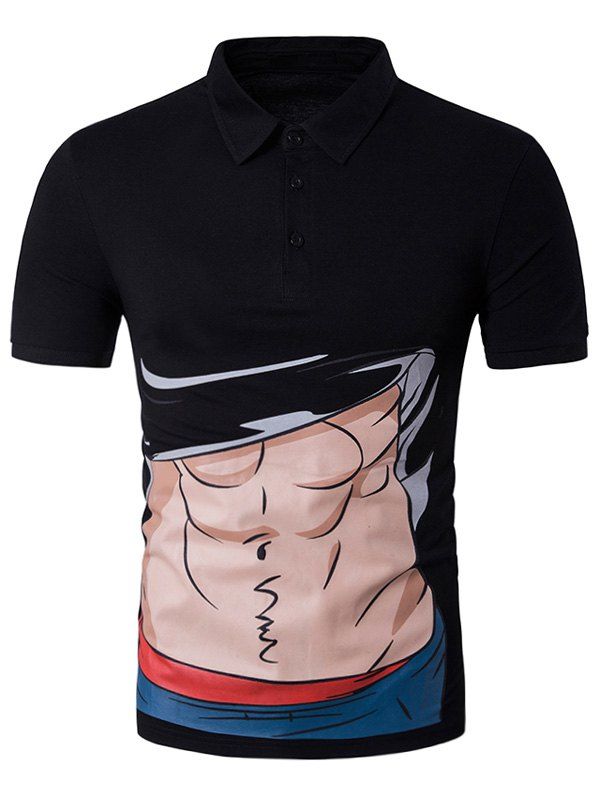 [17% OFF] 2021 Abdominal Muscle Cartoon Print Novelty T-Shirt In BLACK ...