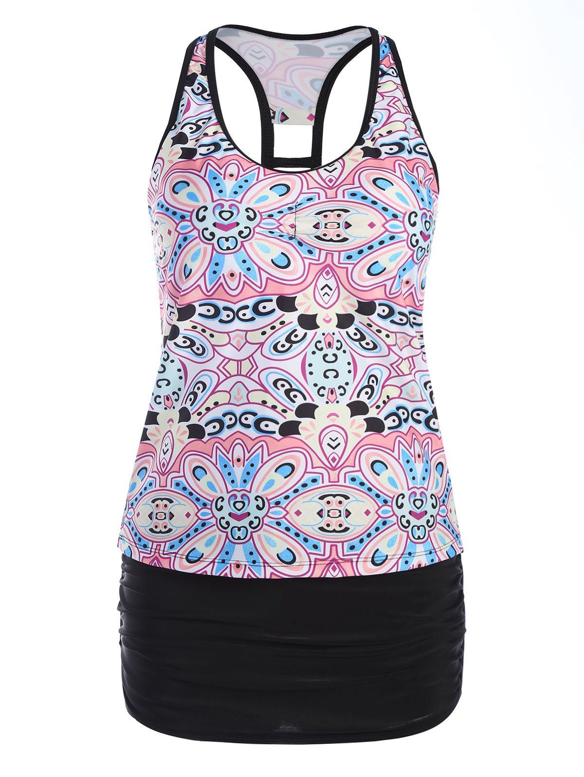 [41 Off] 2021 Plus Size Printed Racerback Tankini Set In Colormix