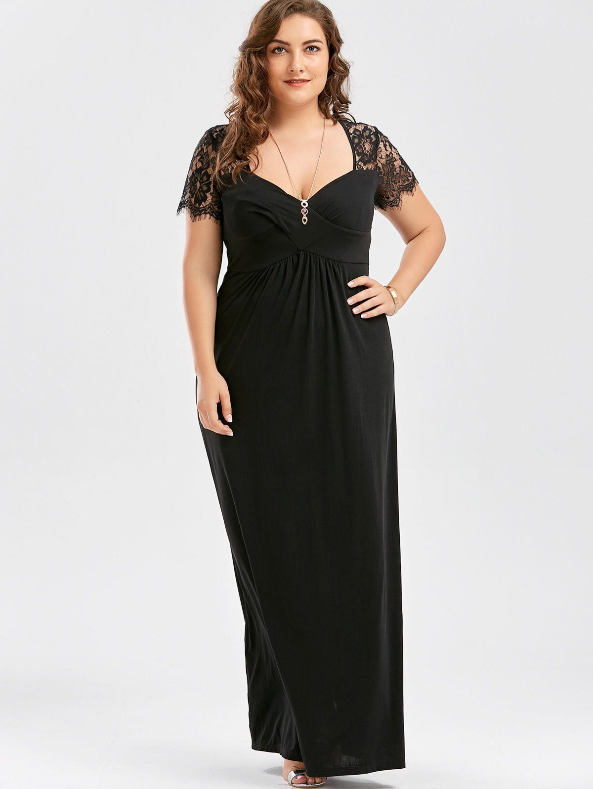 DressLily.com: Photo Gallery - Plus Size Empire Waist Lace Panel Dress