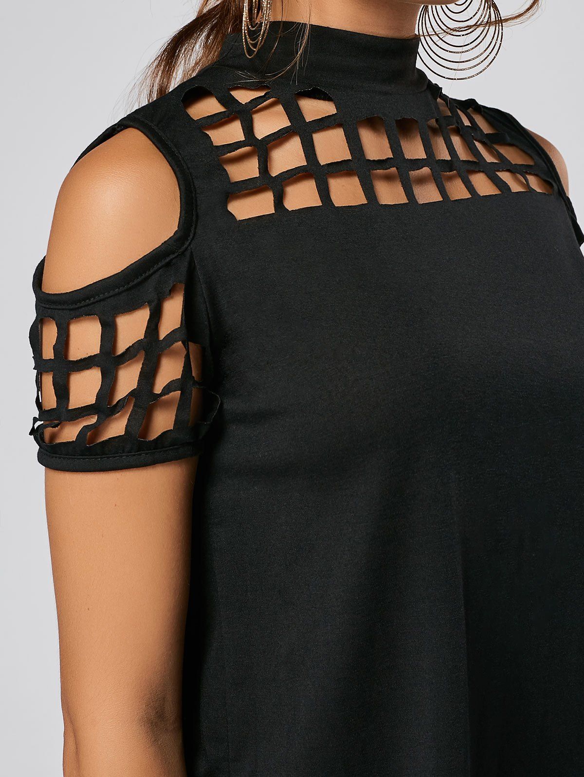 DressLily.com: Photo Gallery - Cold Shoulder Cut Out Back Slit Top