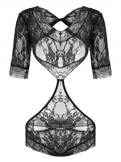 17 Off 2019 Lace See Thru Cut Out Teddy In Black Dresslily