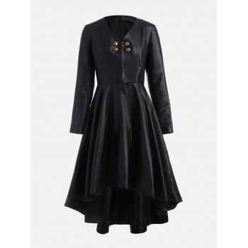 [17% OFF] 2025 Flared High Low Coat With One Clasp In BLACK | DressLily