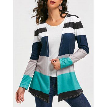 [17% OFF] 2025 Casual Style Long Sleeve Collarless Colorful Stripe ...