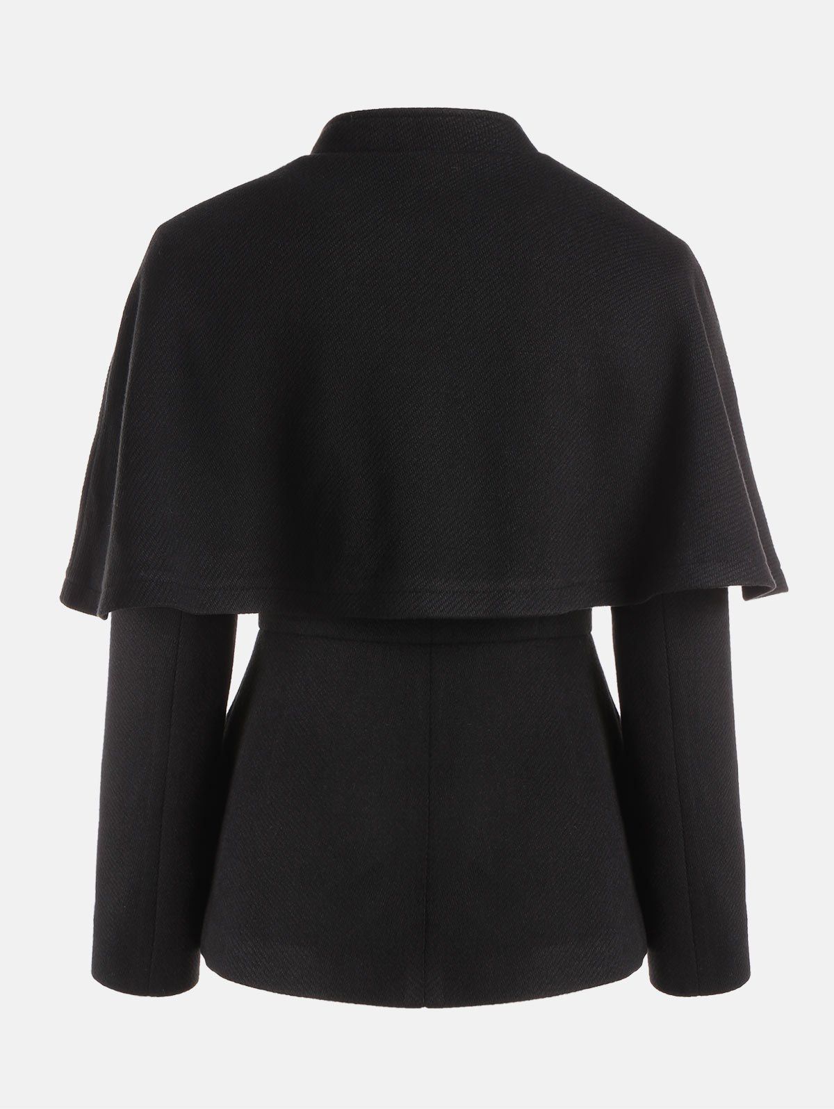 2018 High Waisted Double Breasted Short Capelet Coat BLACK M In Jackets ...