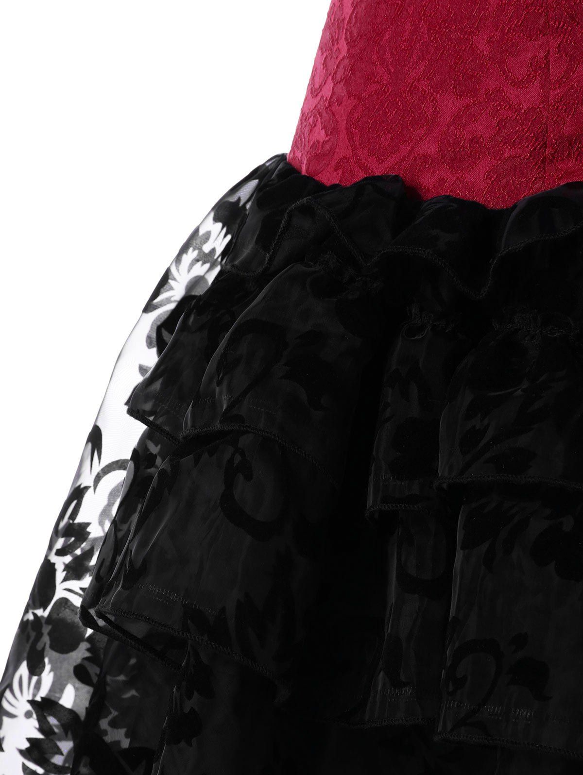 2018 Lace Up Layered High Low Hem Corset Dress Redblack M In Vintage Dresses Online Store Best