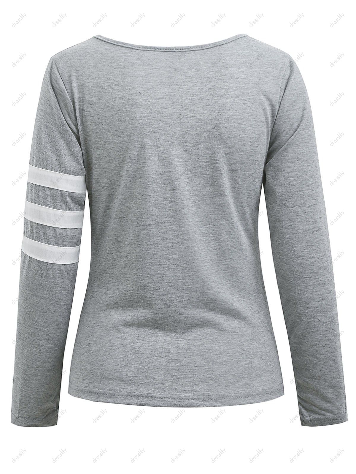 [82 Off] 2022 Pocketed Color Block Striped Sleeve T Shirt In Gray
