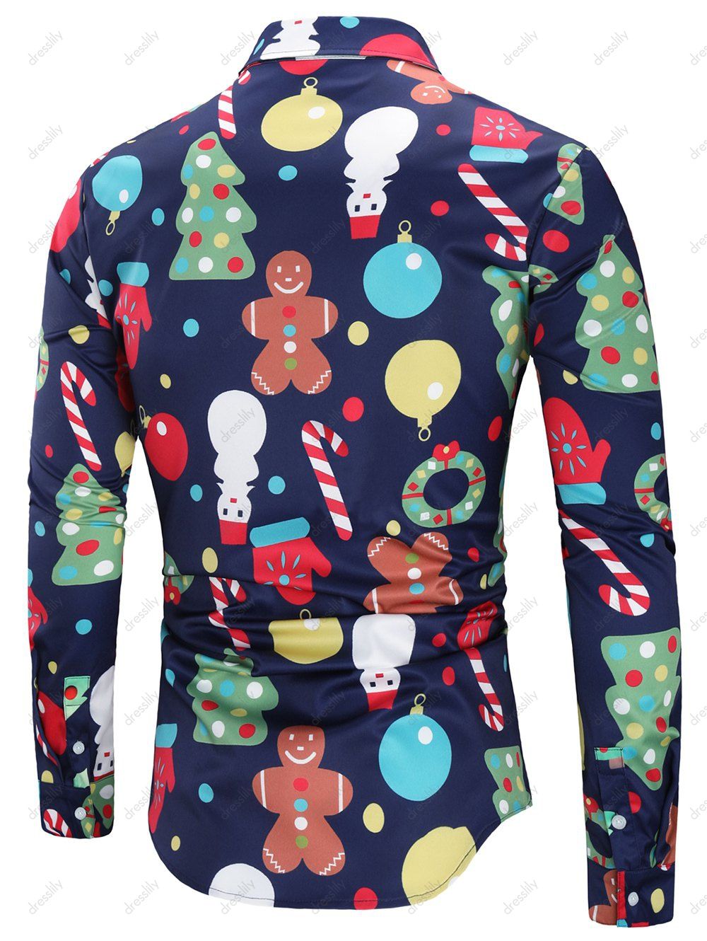 [67% OFF] 2020 Christmas Theme Button Up Shirt In BLUE | DressLily