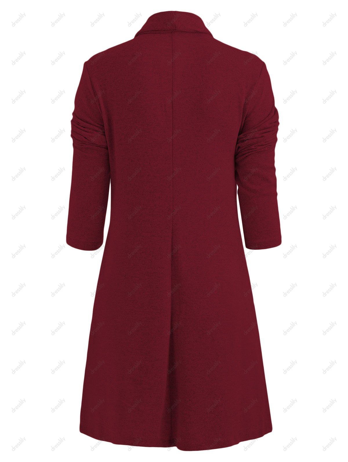 [50% OFF] 2021 Open Front Button Long Duster Cardigan In RED WINE ...