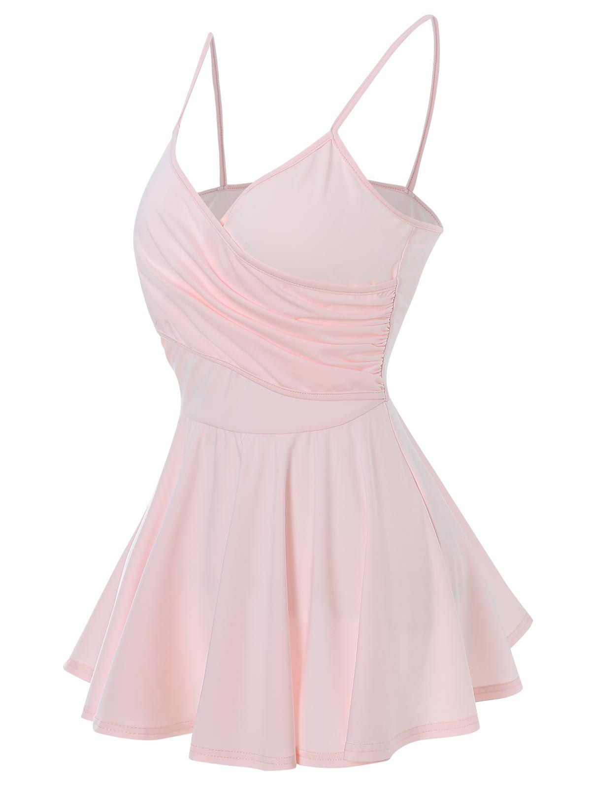 [57% OFF] 2019 Flare Spaghetti Strap Tank Top In PINK | DressLily