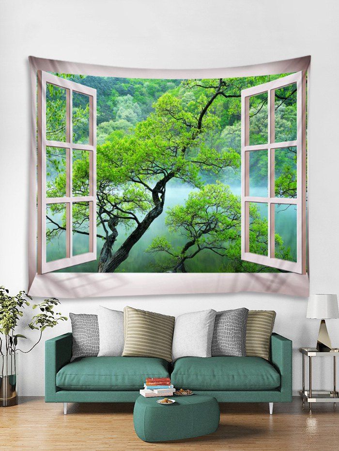 DressLily.com: Photo Gallery - Window Mountain Print Tapestry Wall ...