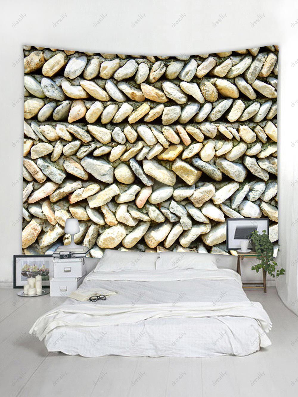 [55% OFF] 2020 3D Stone Wall Tapestry Art Decoration In WARM WHITE ...