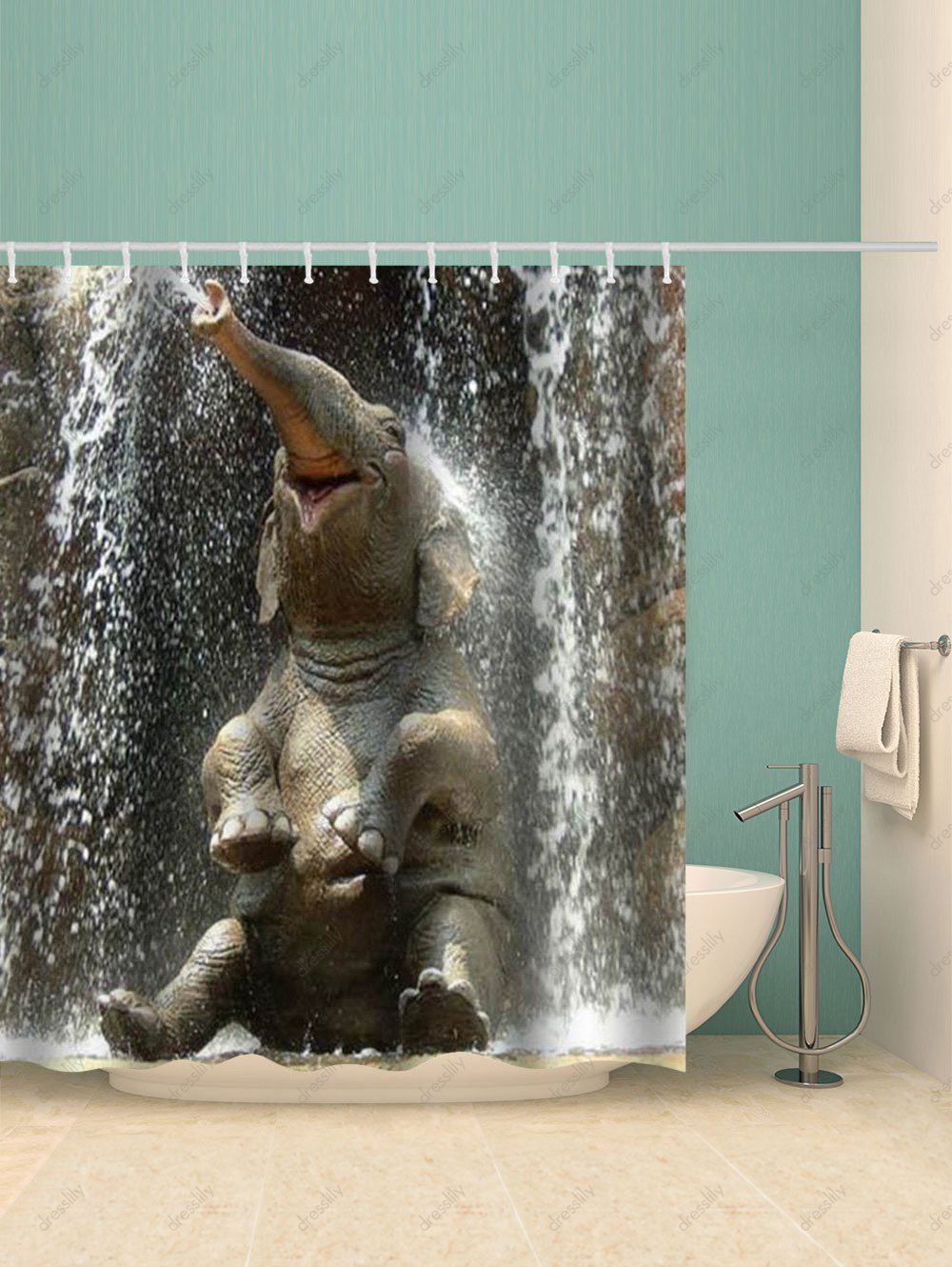 DressLily.com: Photo Gallery - Elephant Bath Print Waterproof Bathroom ...