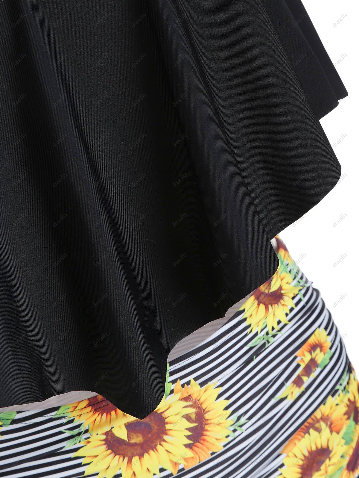 [57% OFF] 2021 Sunflower Striped Ruched Tankini Set In Multicolor A ...