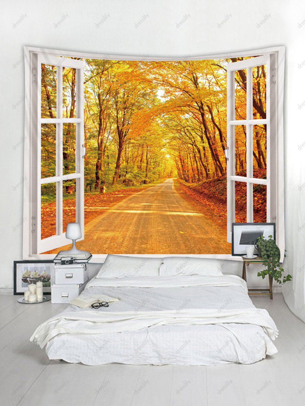 DressLily.com: Photo Gallery - Window Maple Forest Print Tapestry Wall ...