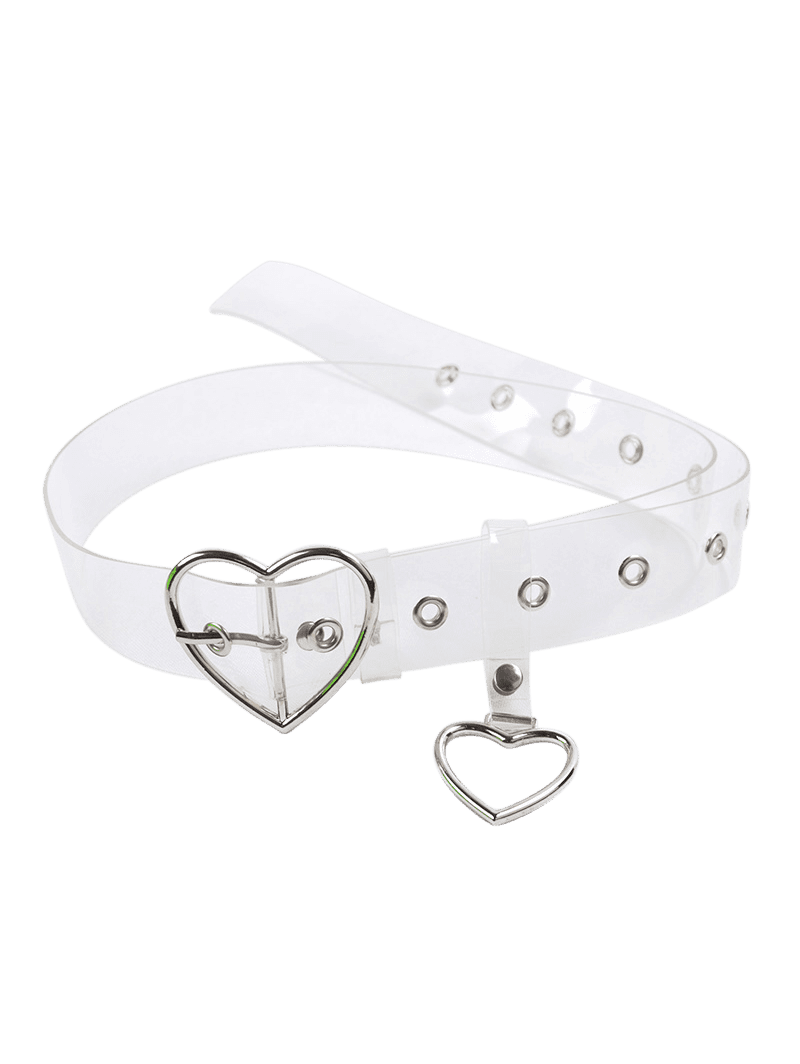 [55% OFF] 2020 Metal Heart Buckle Transparent Belt In SILVER | DressLily