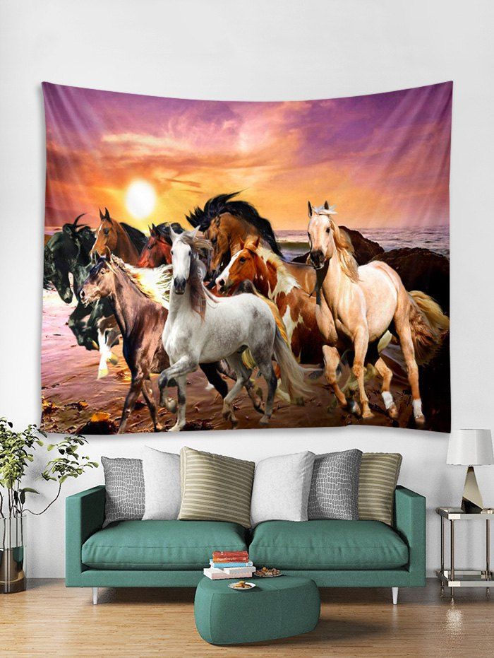 DressLily.com: Photo Gallery - Horse Group Sunset Print Tapestry Wall ...