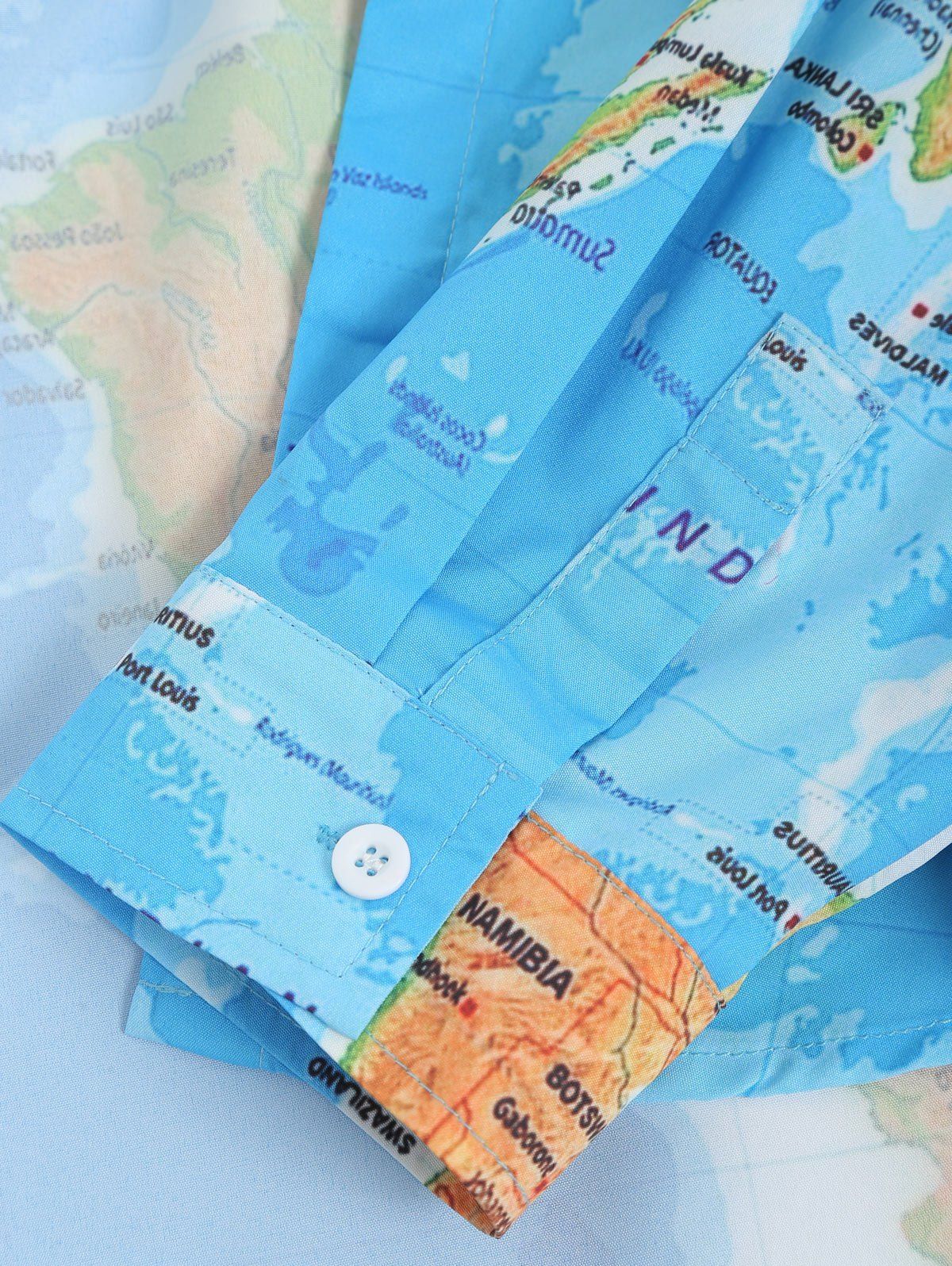 DressLily.com: Photo Gallery - World Map Print Hidden Button Shirt