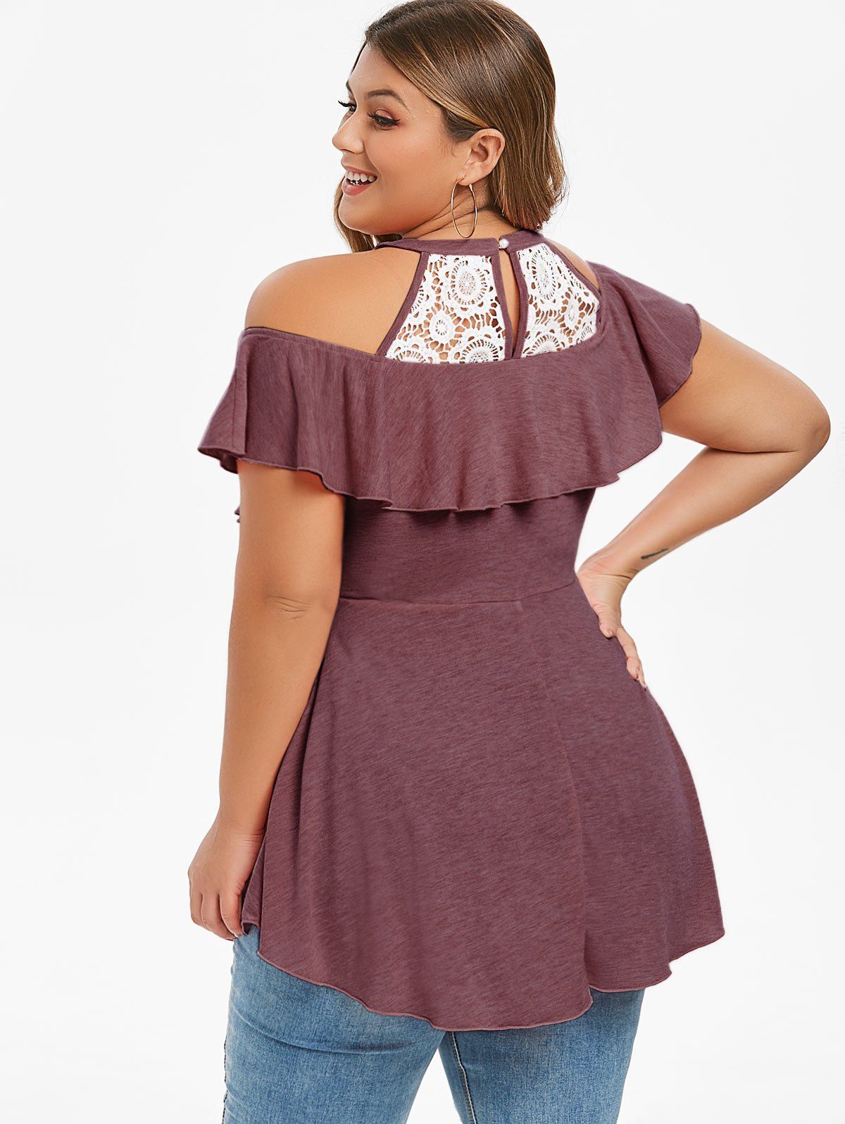 DressLily.com: Photo Gallery - Plus Size Lace Insert Cold Shoulder ...